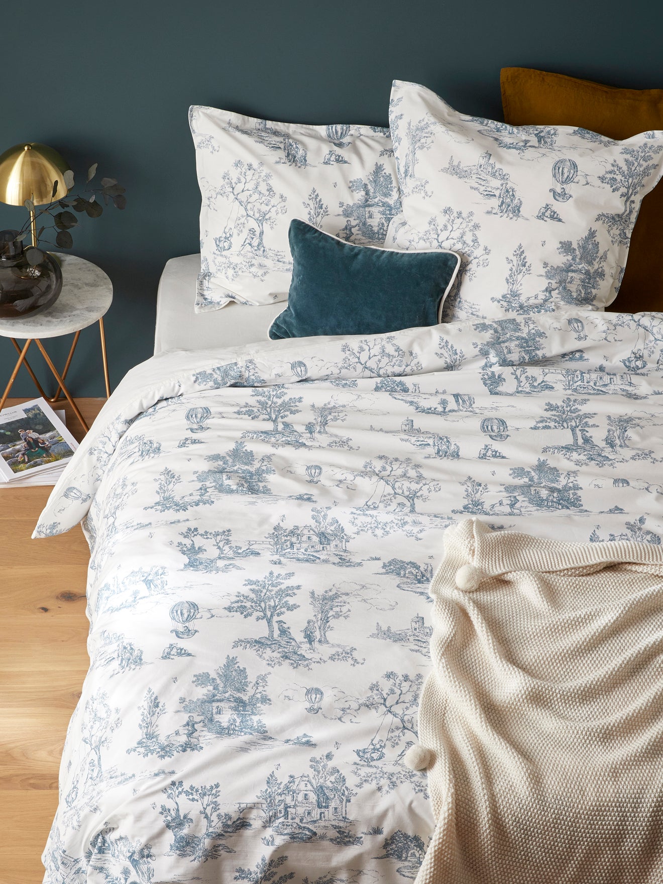 Drap-housse uni percale de coton "Esprit Toile de Jouy" - Cyrillus FR