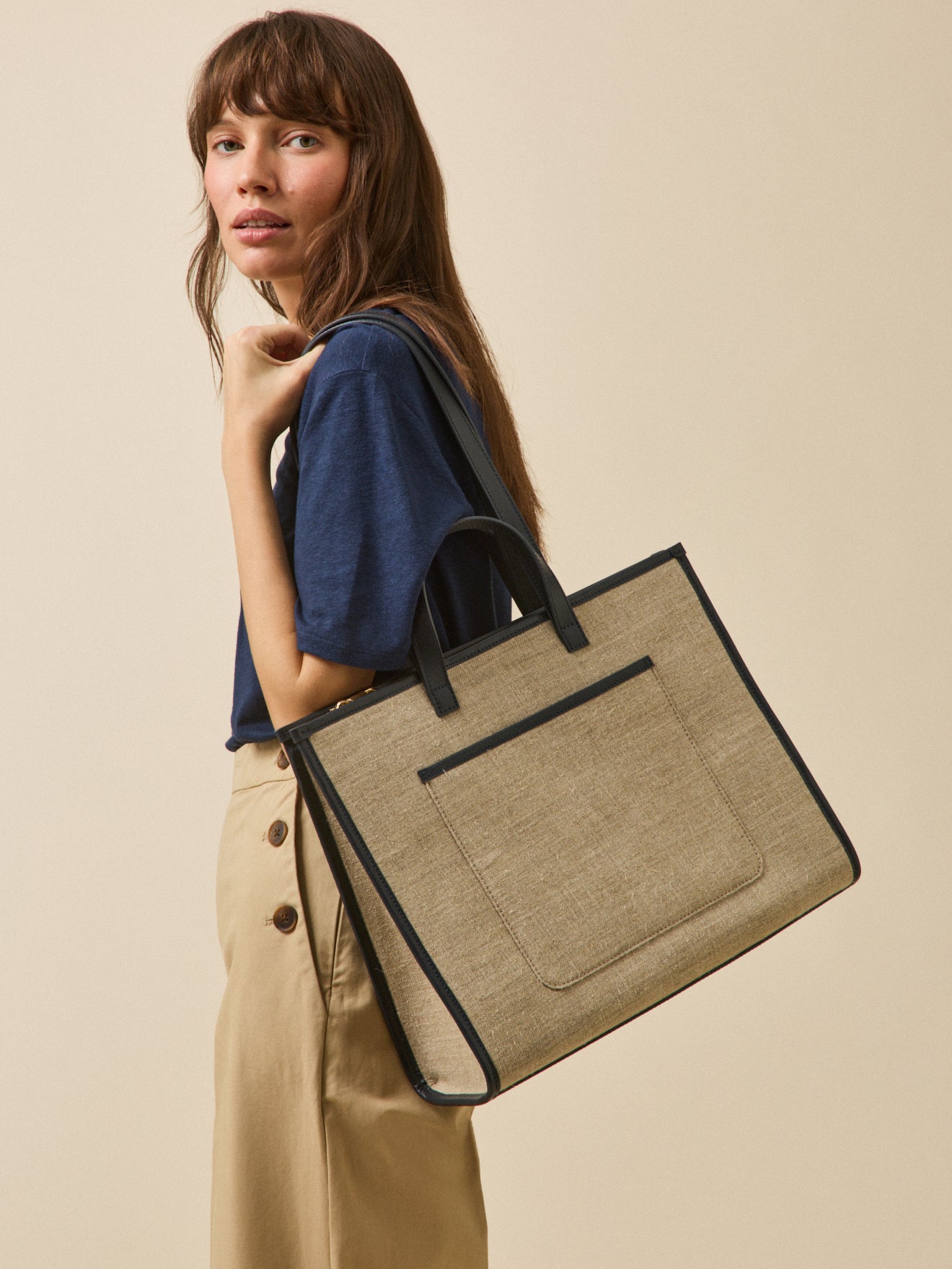 Sac cabas femme bi-matière - Collection Maroquinerie Cyrillus - Cyrillus FR