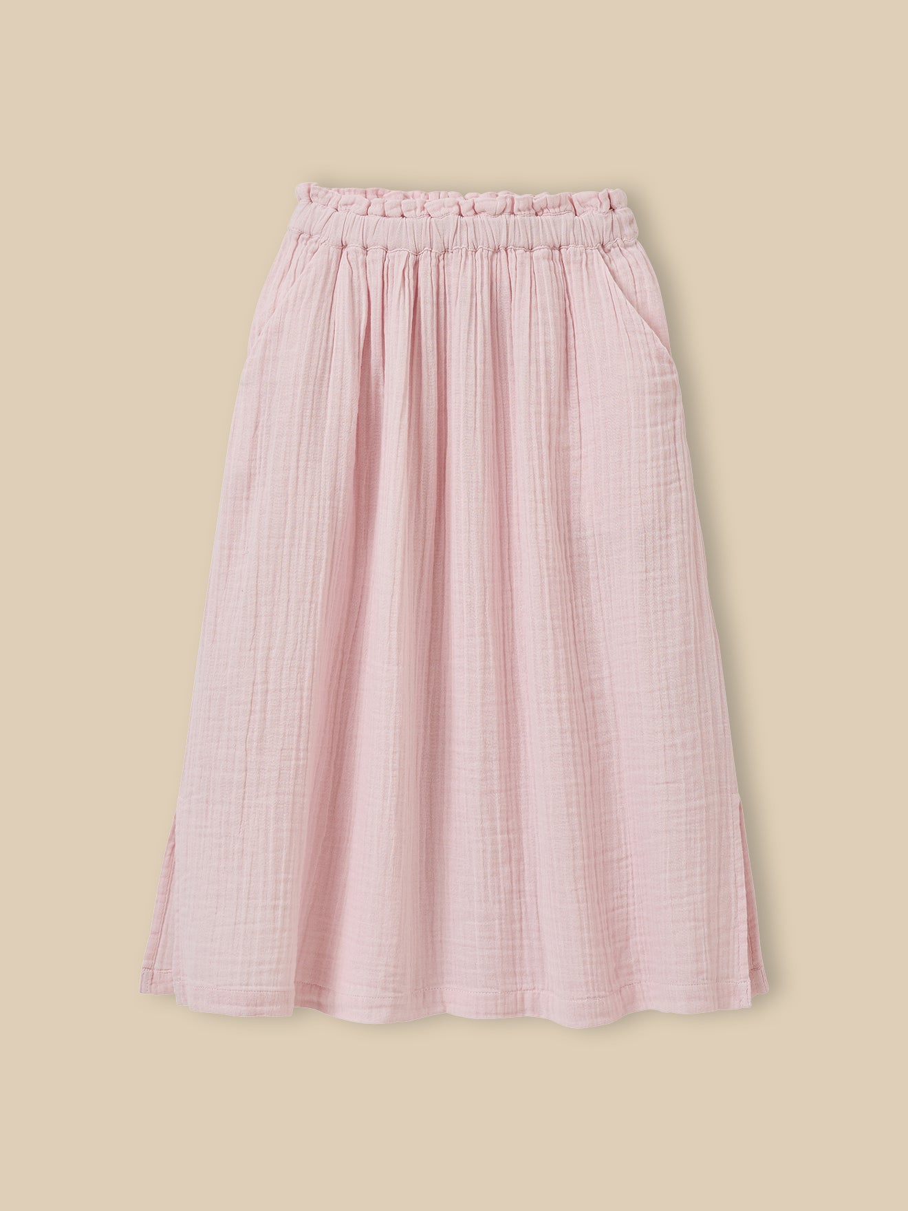 Jupe longue Fille en gaze de coton biologique rose tendre - Cyrillus FR